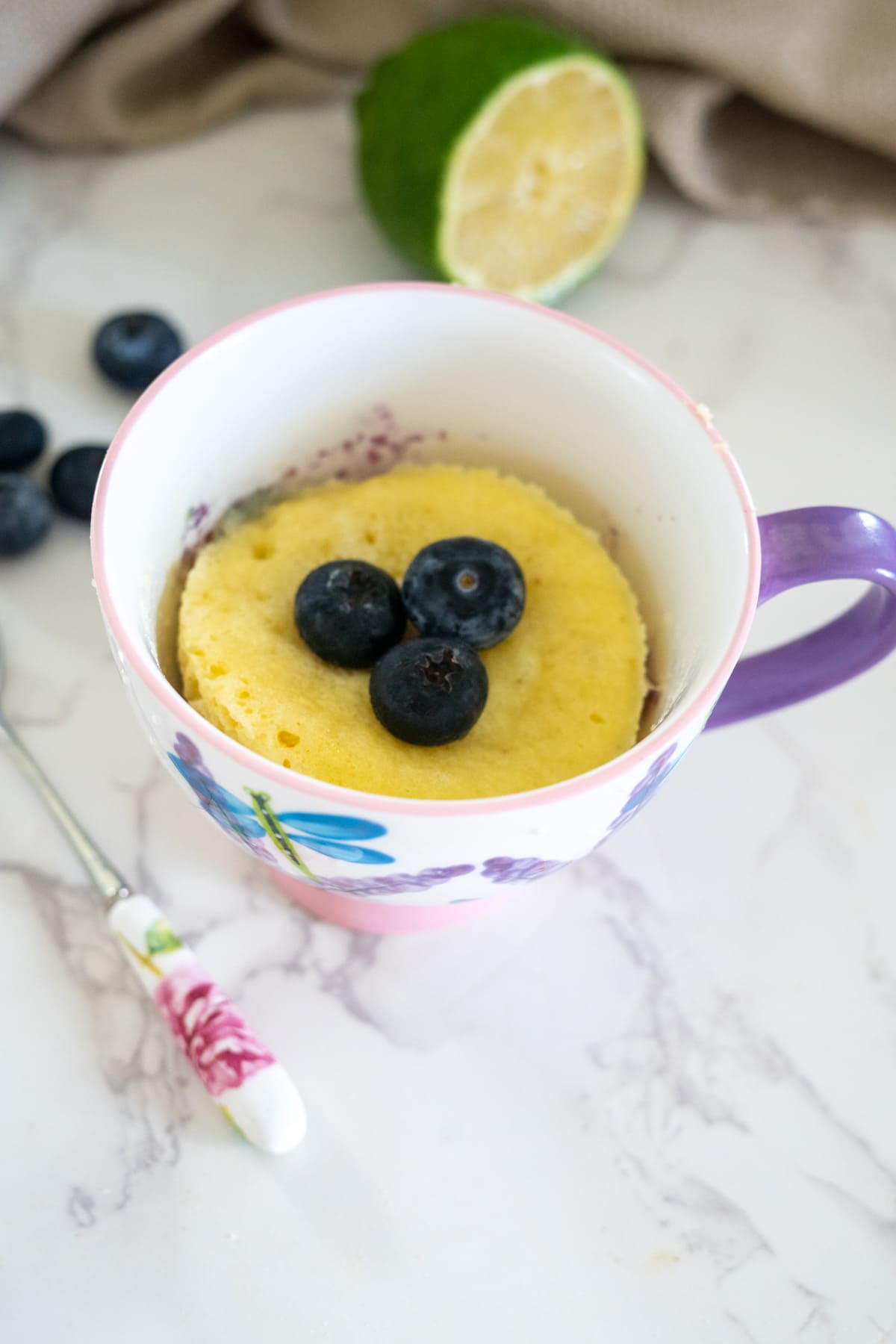 Keto Lemon Blueberry Mug Cake